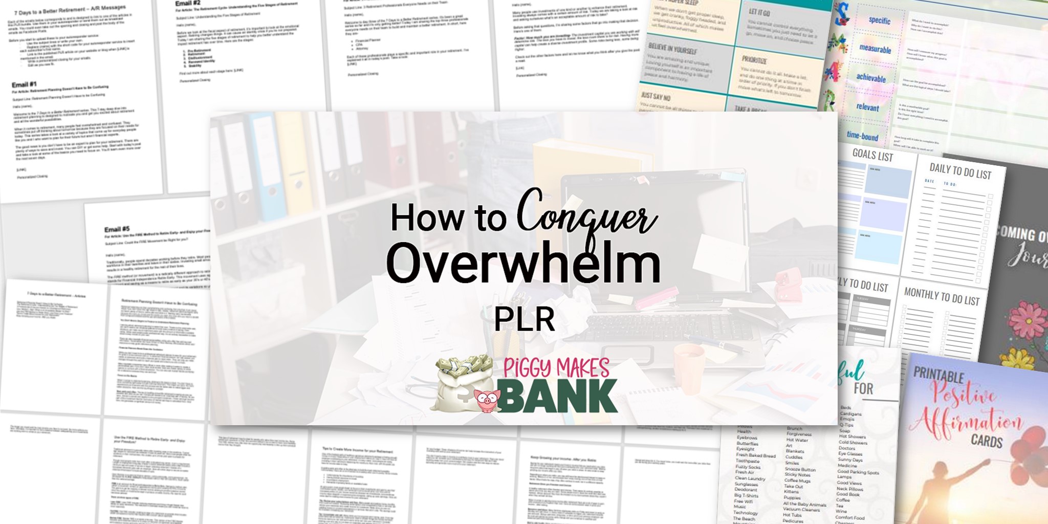 How To Conquer Overwhelm PLR Pack - Piggy Makes Bank